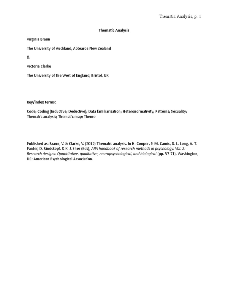APA Thematic Analysis Pre-Pub | PDF | Qualitative Research | Cognitive ...