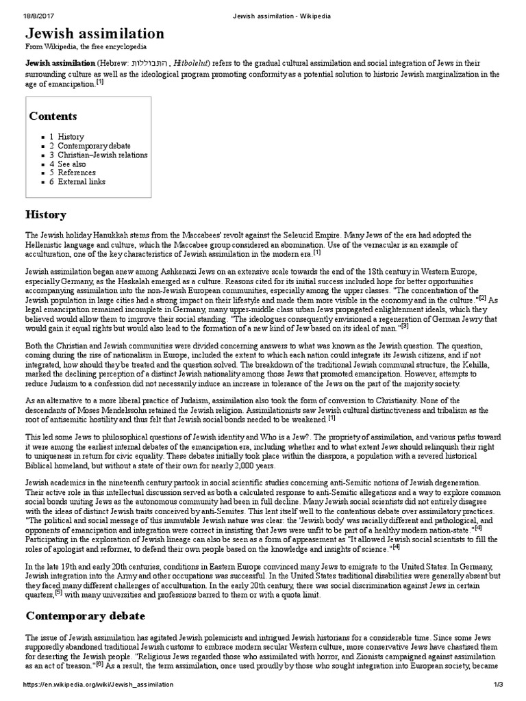 Jewish Assimilation - F | PDF | Jews And Judaism | Cultural Anthropology