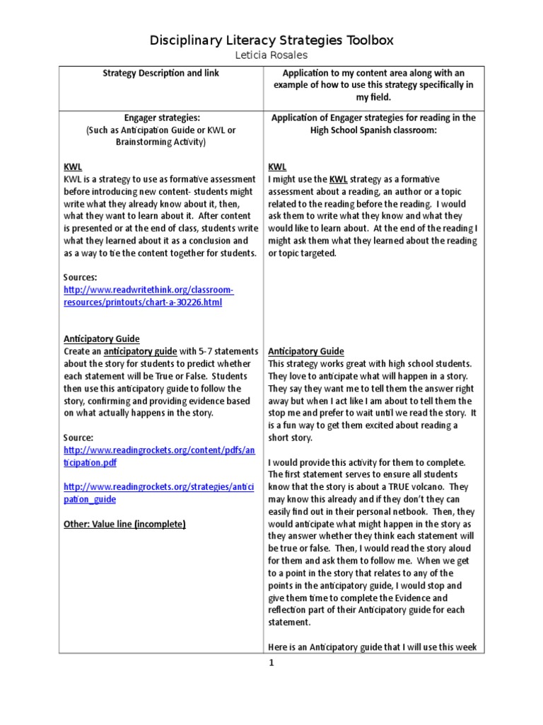 Disciplinary Literacy Toolkit | PDF | Reading Comprehension | Reading ...