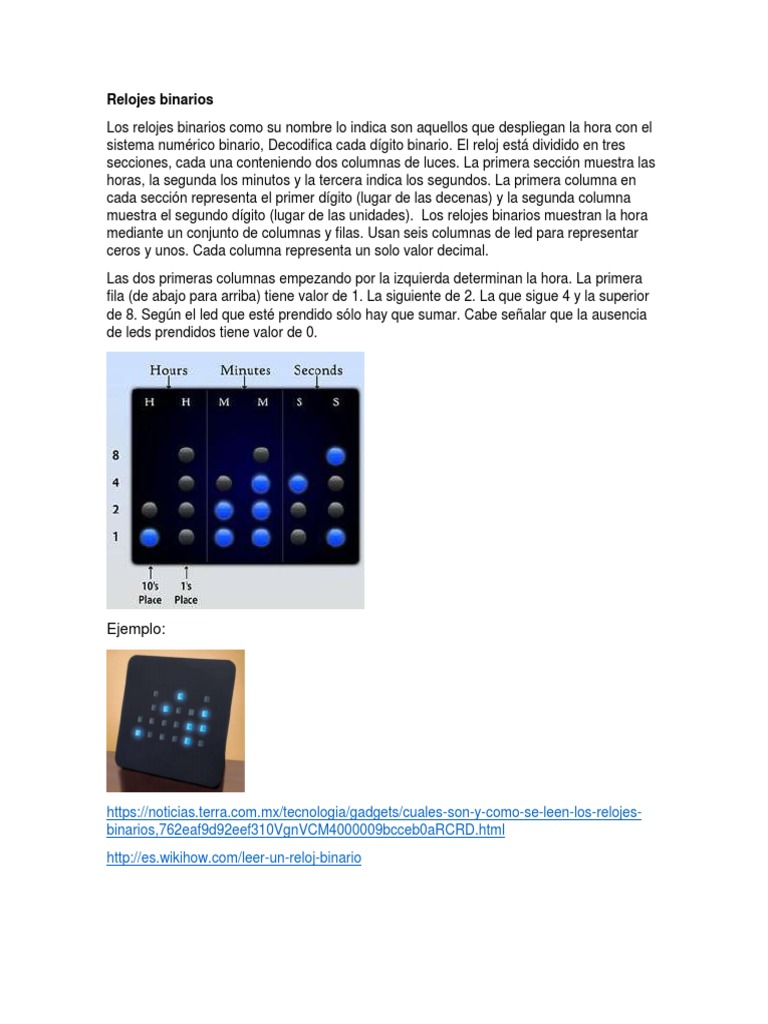 Cómo leer un reloj binario | PDF