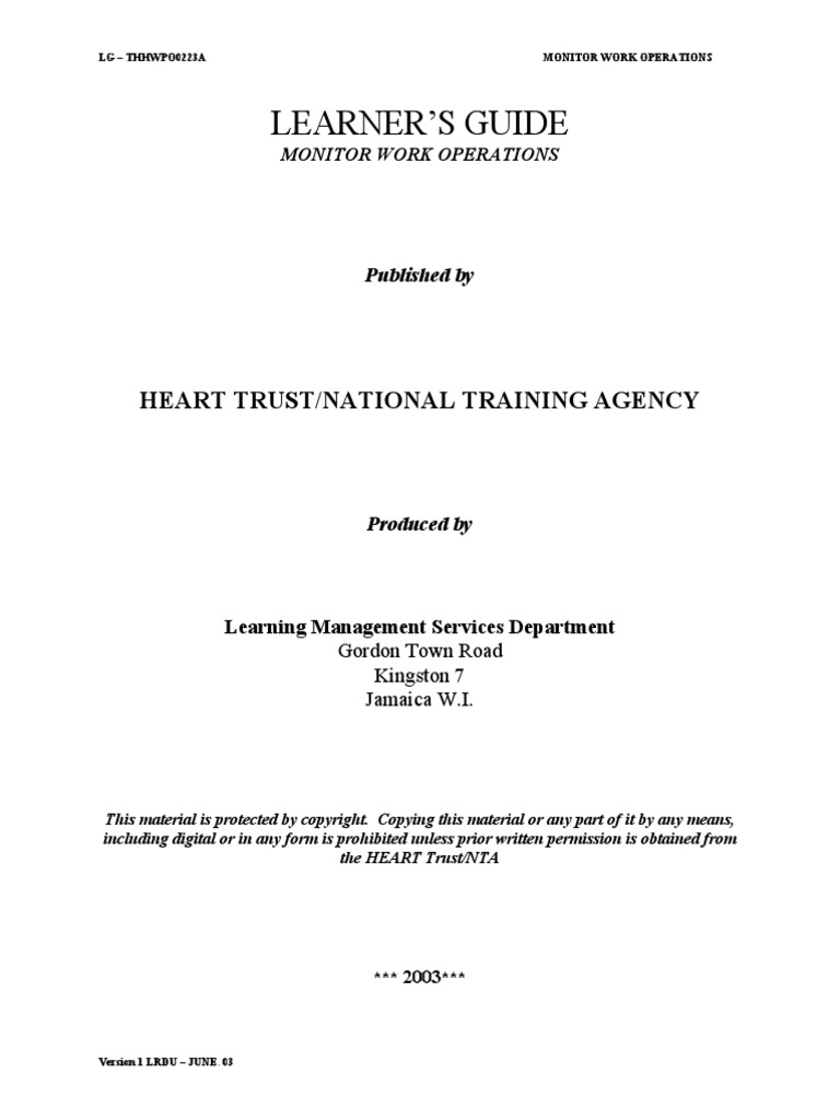Monitor Work Operations PDF | PDF | Competence (Human Resources) | Goal