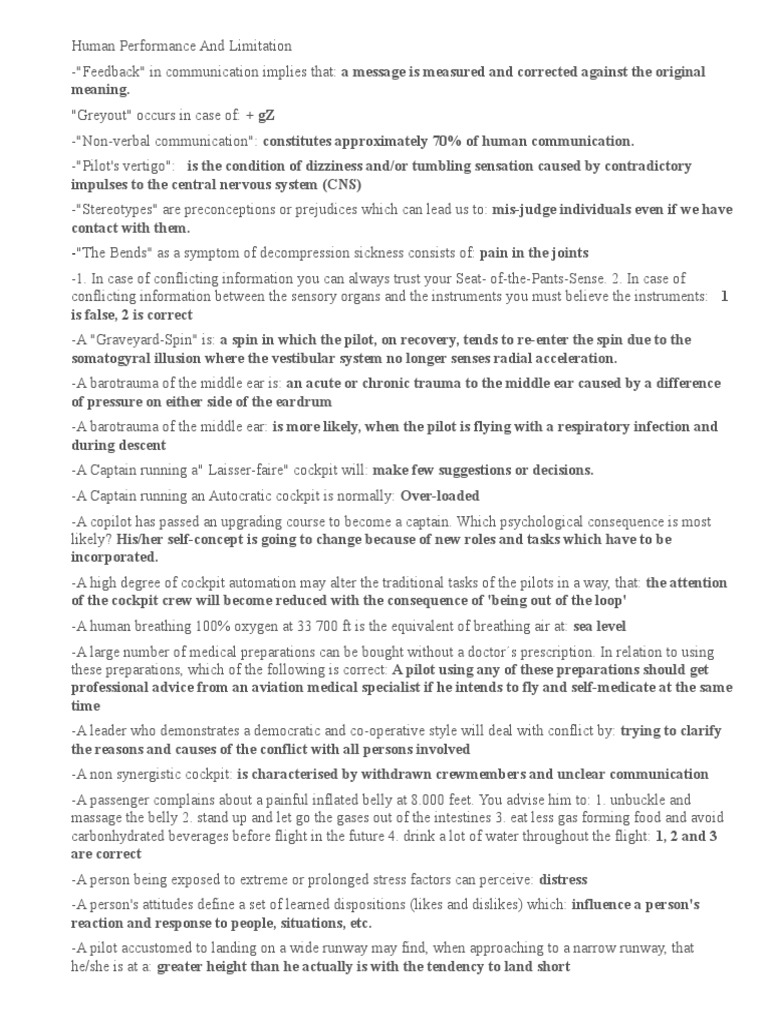 Human Performance and Limitation | PDF | Hypoxia (Medical) | Scuba Diving