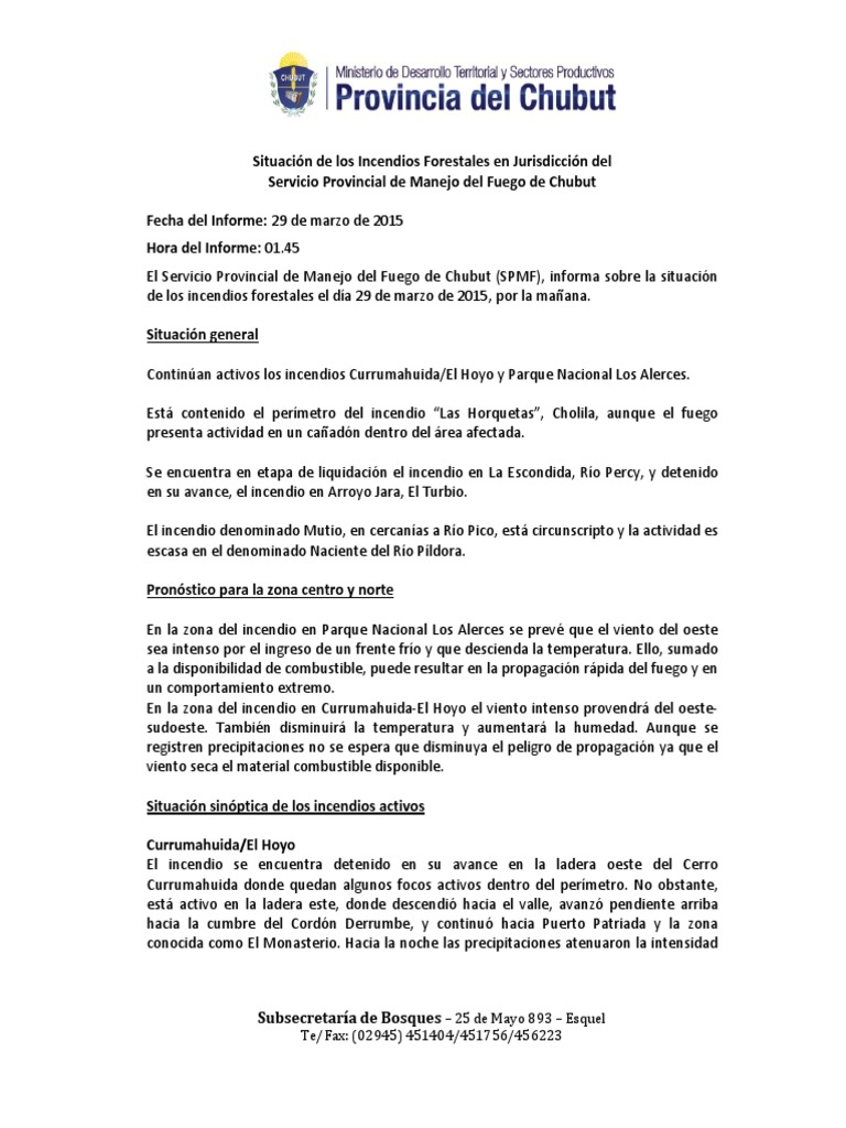 Informe Incendio - Provincia.pdf | Herida | Fuego fatuo