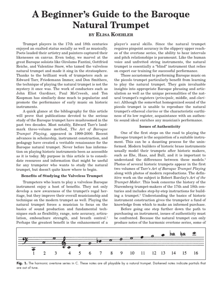 A Beginner S Guide To The Baroque Natural Trumpet1 PDF | PDF | Trumpet ...