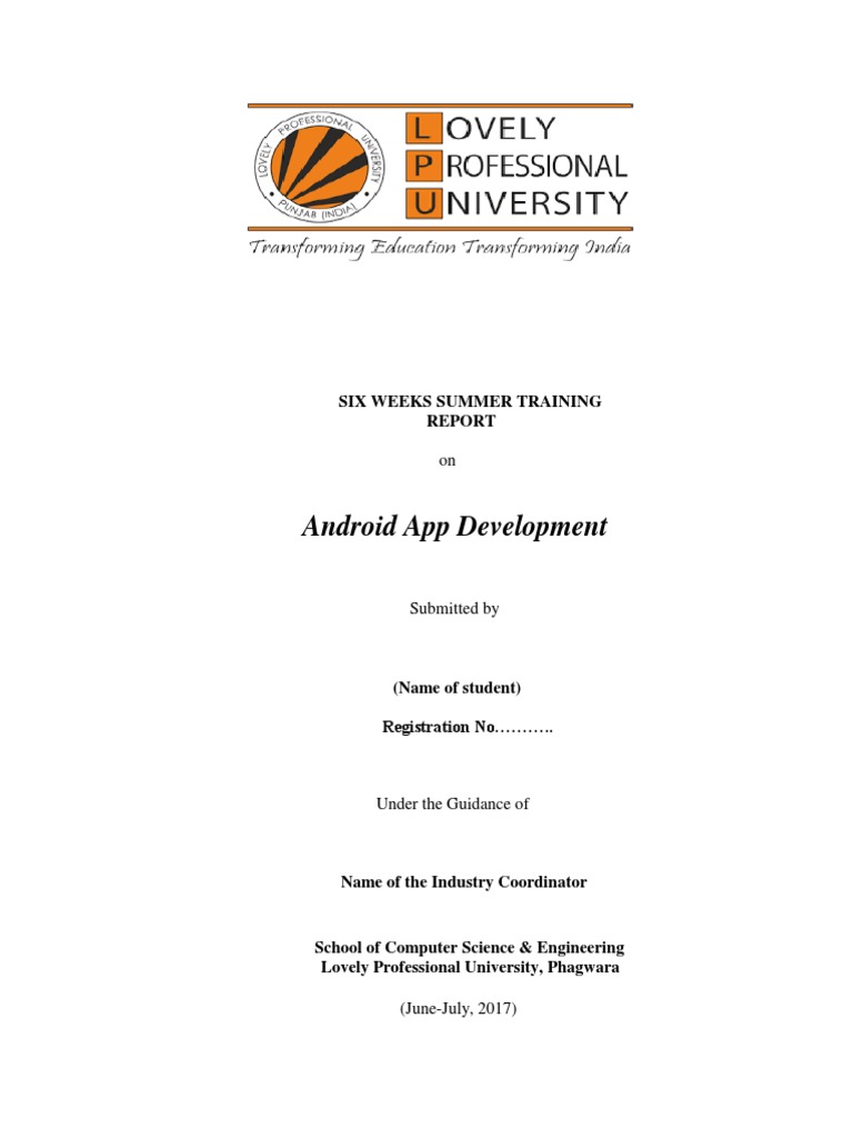Android Summer Training Report | PDF | Android (Operating System) | Eclipse (Software)