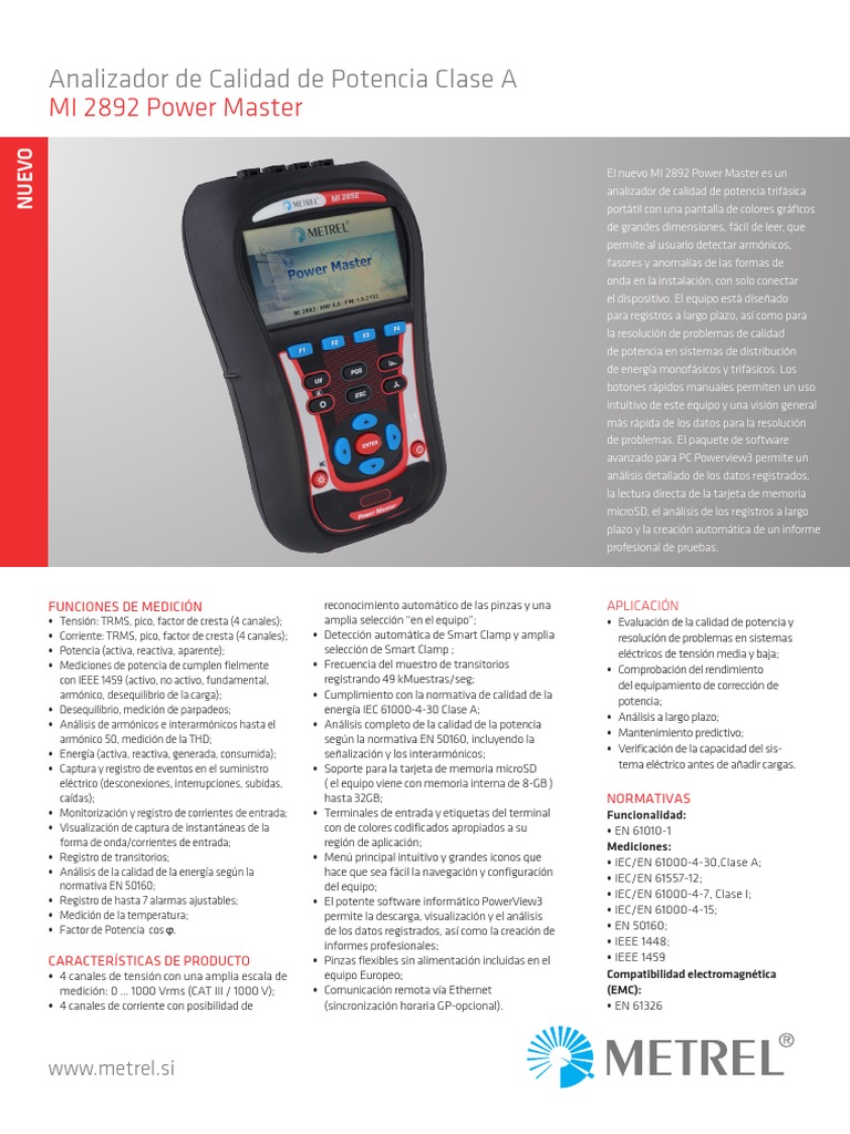 Metrel Mi 2892 Power Master | PDF | Energia electrica | Ingeniería ...