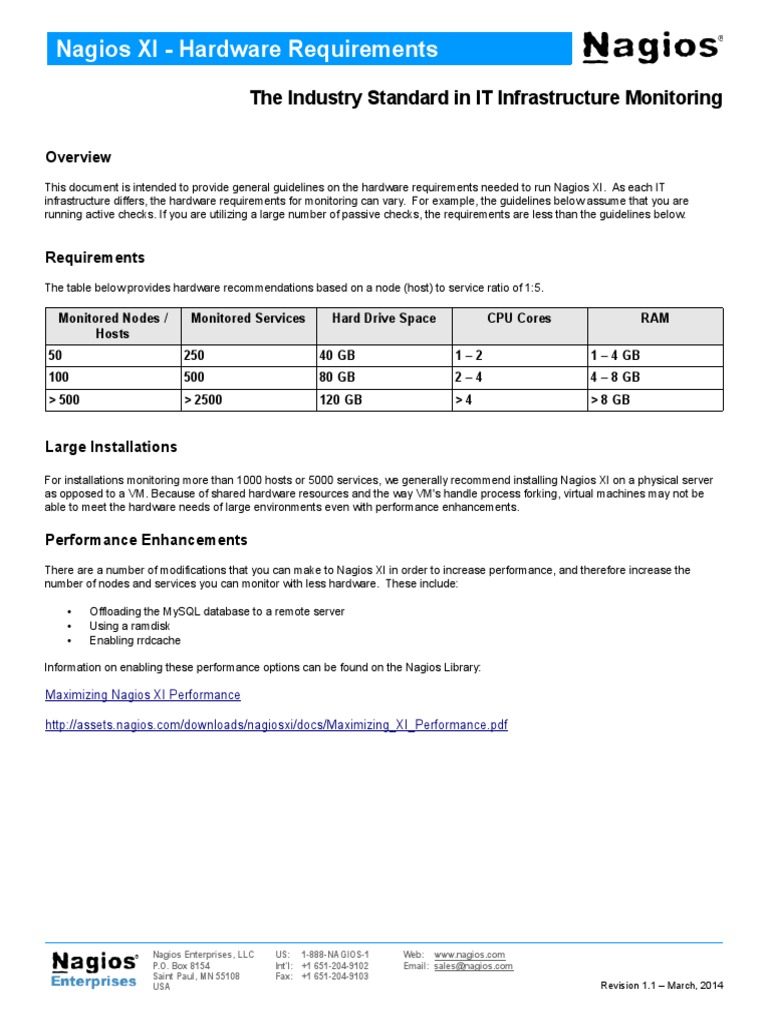IT Pros: Nagios XI Hardware Guide | PDF