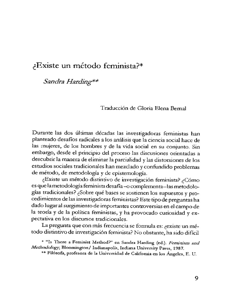 Sandra Harding Método Feminista PDF | PDF