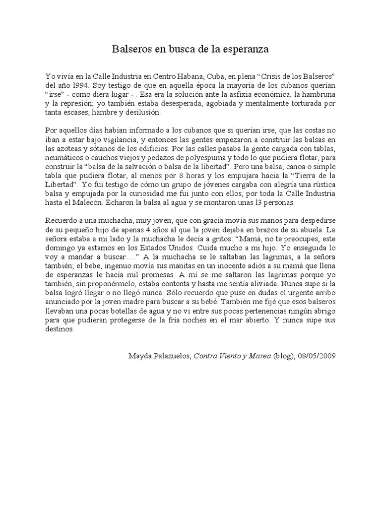 Balseros: Sueños y Despedidas | PDF