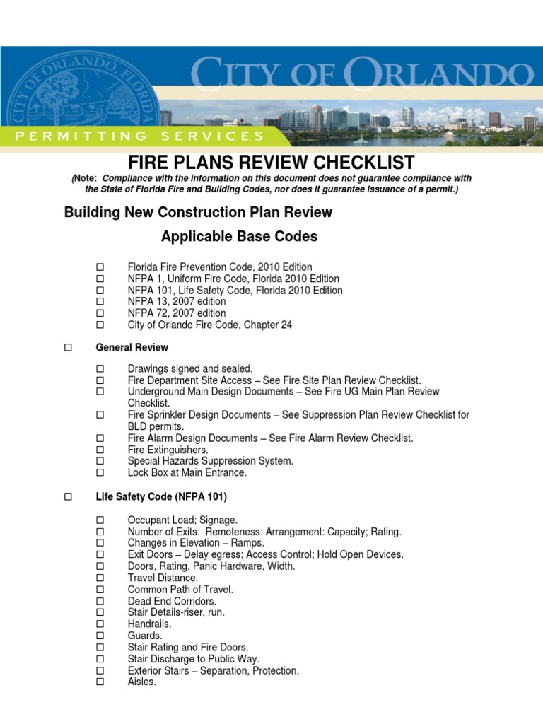 Fire Plans Review Checklist | PDF | Fire Sprinkler System | Building