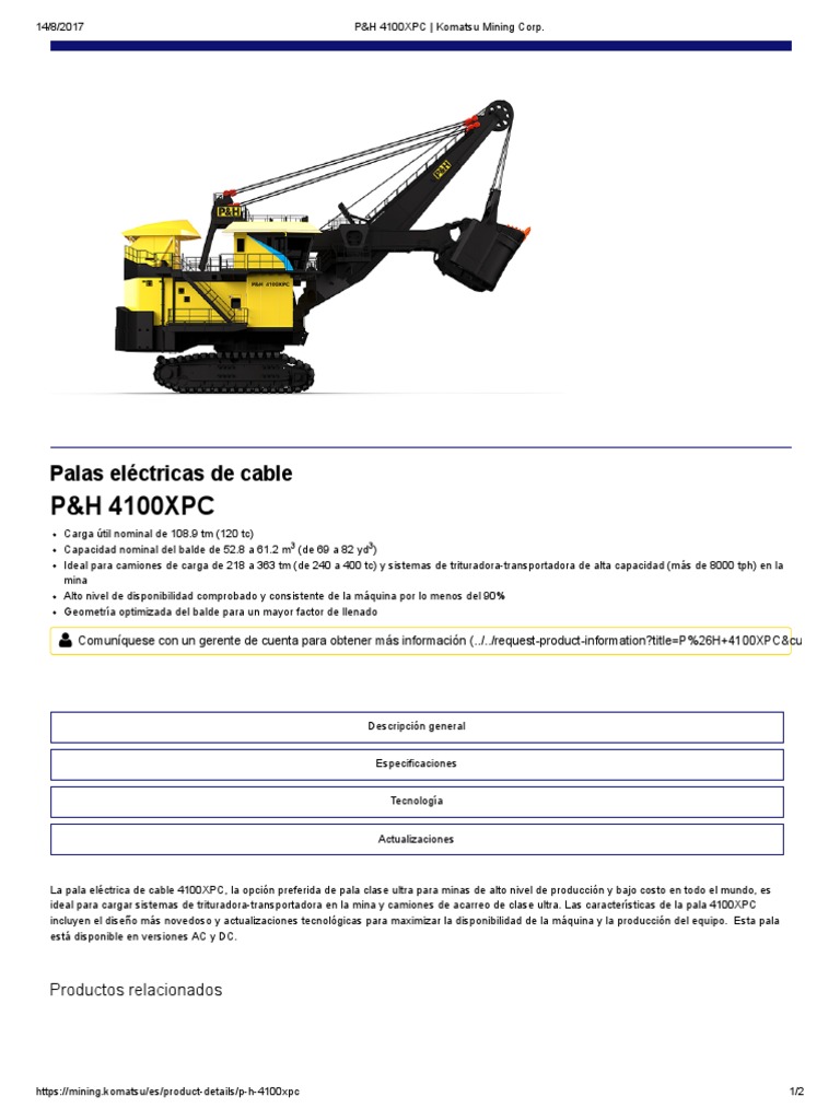 Komatsu P&H 4100XPC | PDF | Science | Ciencia y Tecnología