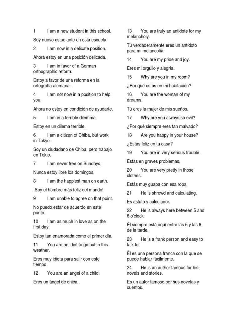 100 Oraciones Con El Verbo To Be Pdf