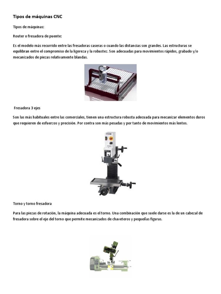 Tipos de Máquinas CNC | PDF | Control numerico | Mecanizado
