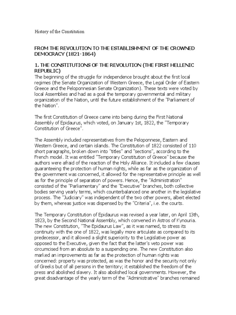 From The Revolution To The Establishment of The Crowned DEMOCRACY (1821 ...