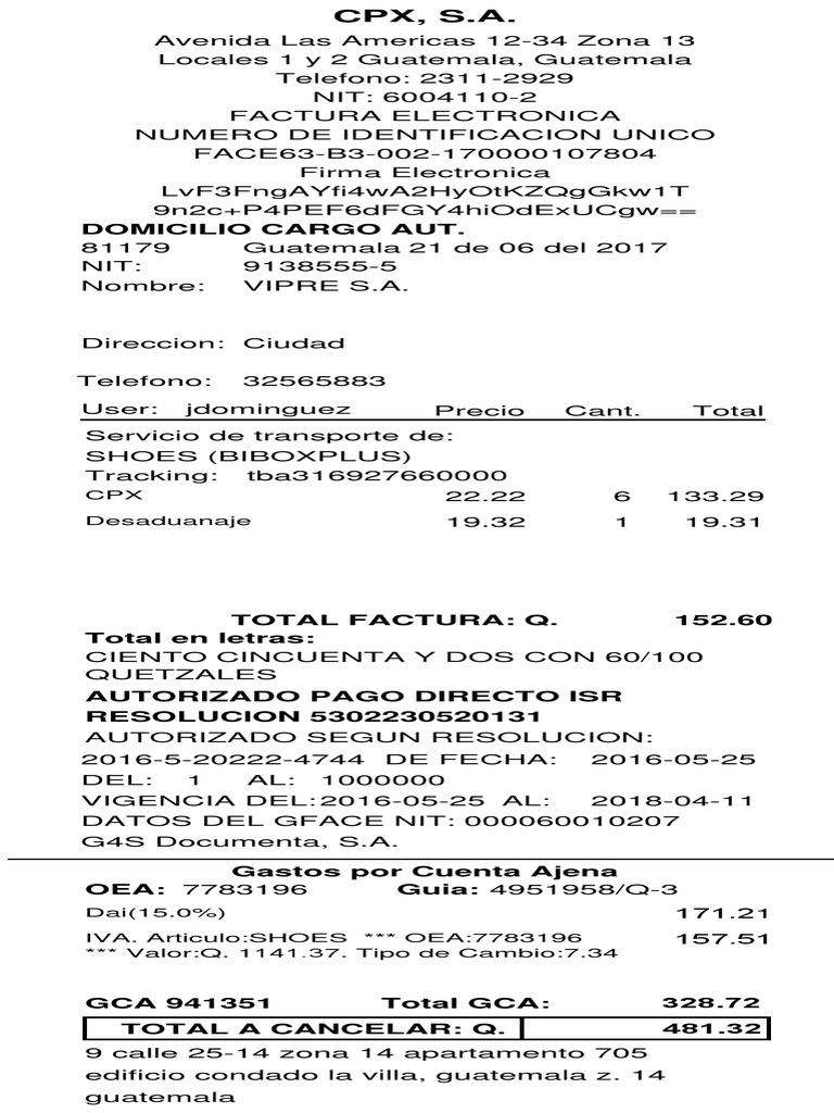 Factura CPX | PDF | Business | Science