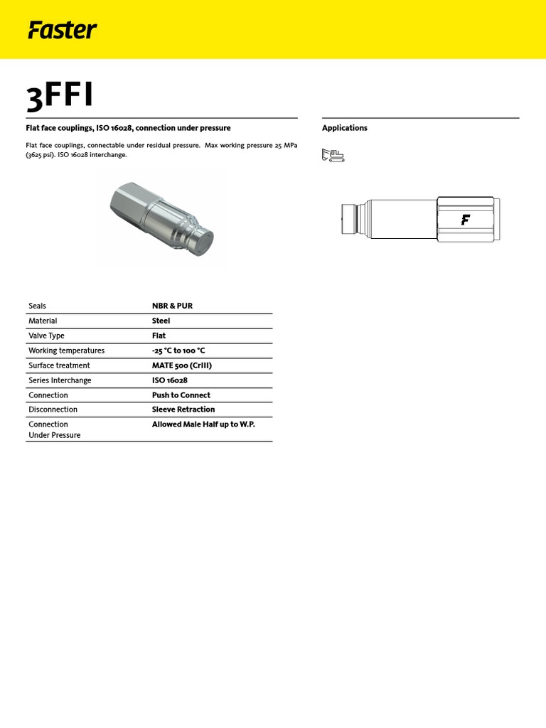 Flat Face Couplings, ISO 16028, Connection Under Pressure Applications | Download Free PDF ...