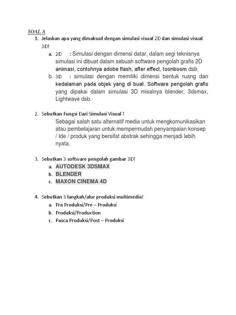 Jelaskan Apa Yang Dimaksud Dengan Simulasi Visual 2D Dan Simulasi Visual 3D | PDF