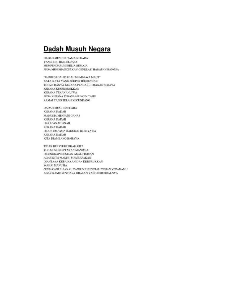 Sajak Dadah Musuh Negara | PDF
