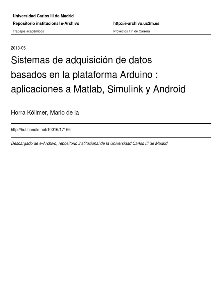 PFC Arduino Matlab | PDF | Arduino | Adquisición de datos
