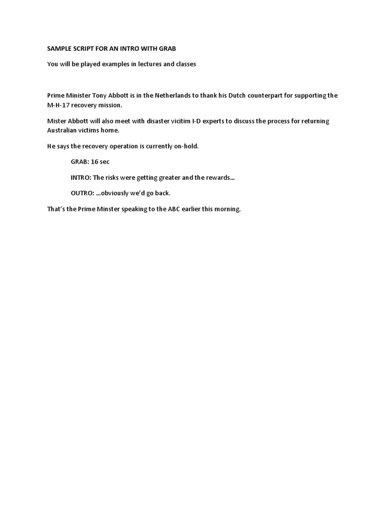 Intro With Grab Script Example | PDF