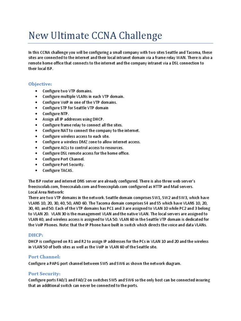 Ultimate CCNA Challenge | PDF | Computer Network | Ip Address