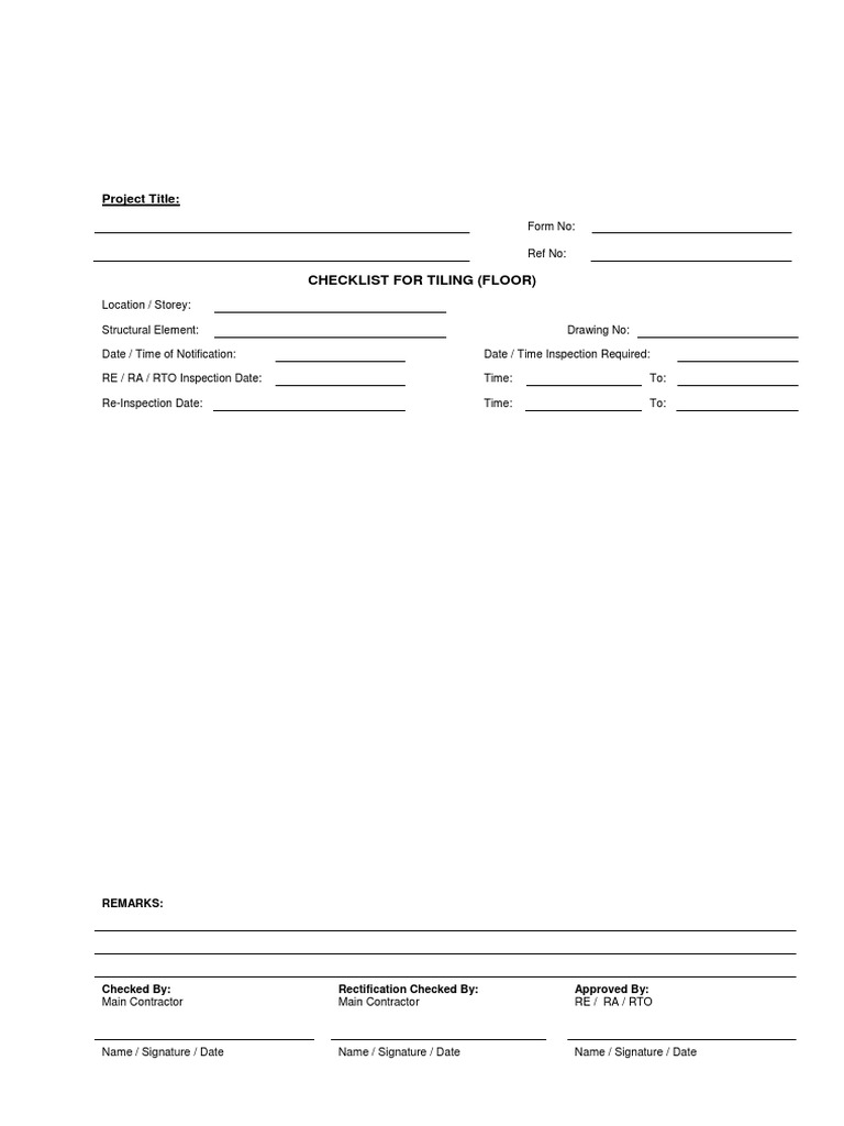 11a Checklist For Tiling (Floor) Alfredo | PDF