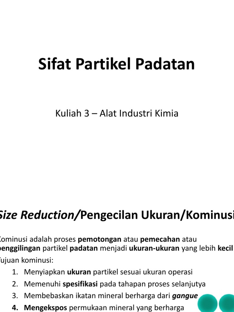 Kuliah 3 - Alat Industri Kimia - Sifat Partikel Padatan | PDF