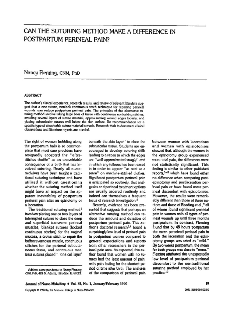 1990-Fleming Suturing Method and Pain | PDF | Surgical Suture | Medical ...