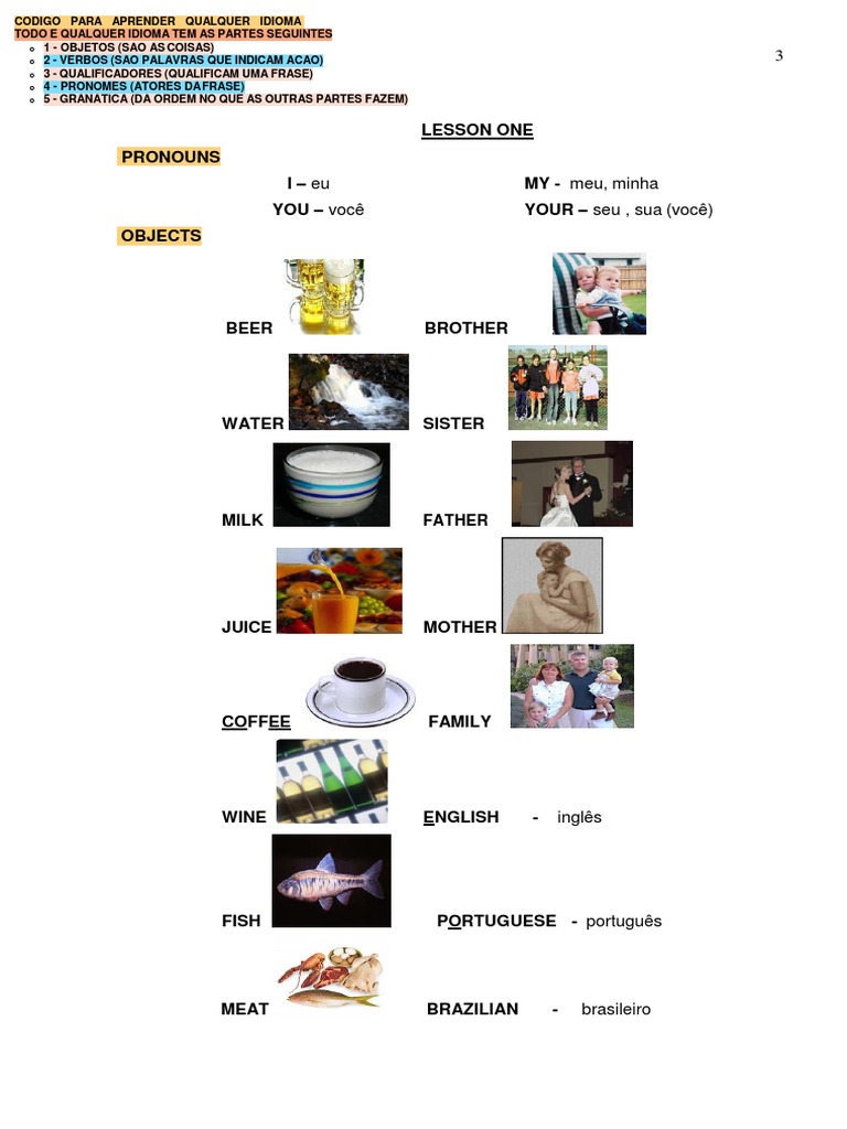 Pronouns Lesson One - Eu MY - Meu, Minha YOU - Você Your - Seu, Sua ...