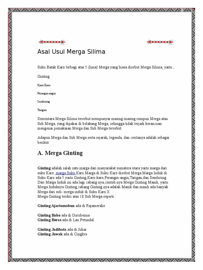 Asal Usul Merga Silima | PDF | Ilmu Sosial | Sejarah