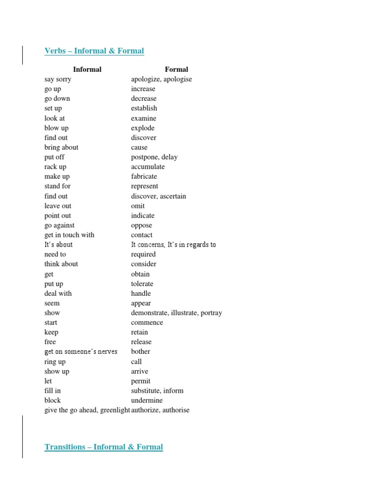 Formal Verbs | PDF | Adjective | Noun