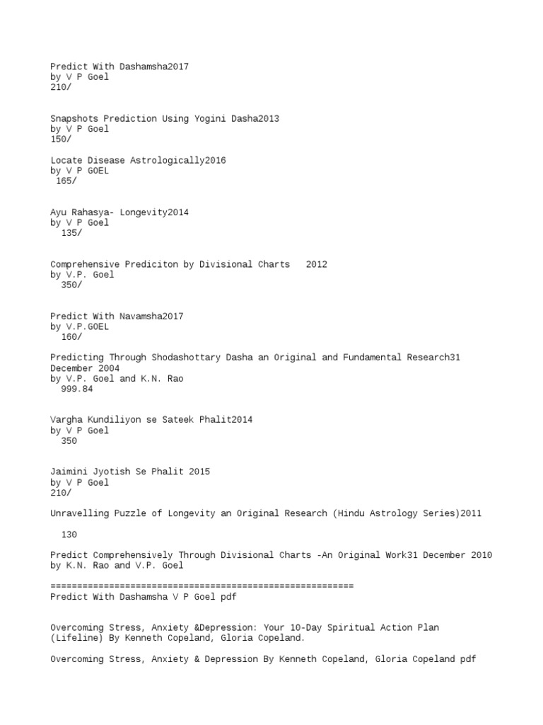 V.P. Goel's Publications on Vedic Astrology Featuring Predictive ...