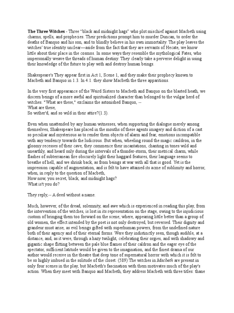 The Three Witches | PDF | Macbeth