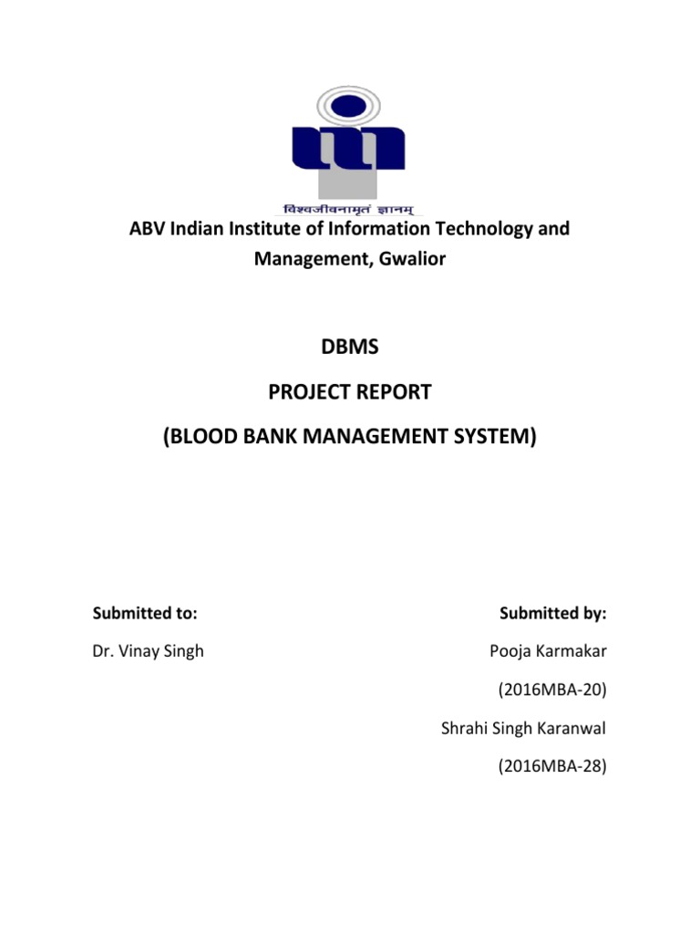 Dbms Project Report (Blood Bank Management System) | PDF | Microsoft ...