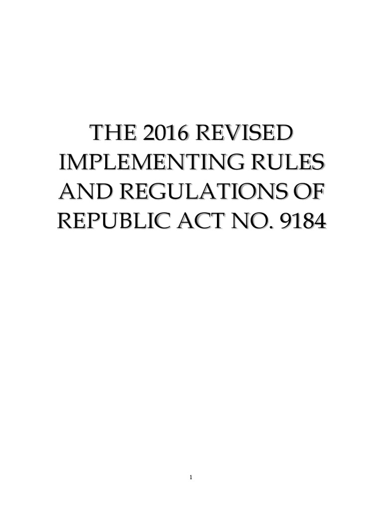 RevisedIRR - RA9184 (8th Edition) PDF | PDF