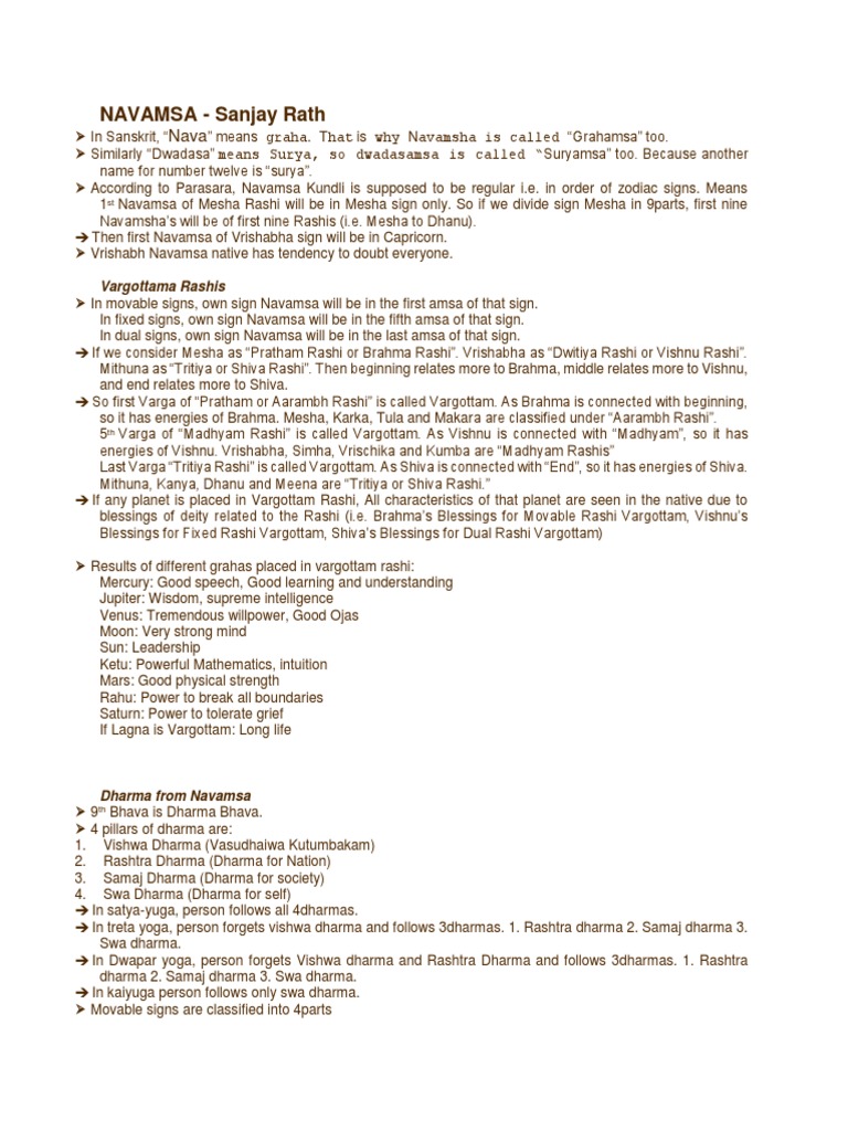 Navamsa - Sanjay Rath | PDF | Planets In Astrology | Astrological Sign