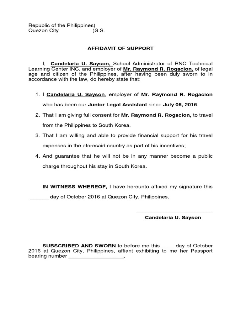 Affidavit of Support | PDF