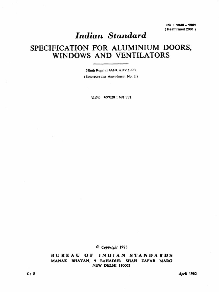 Aluminium Doors Windows and Ventilators | PDF | Window | Door