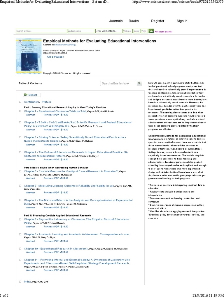 Empirical Methods For Evaluating Educational Interventions ...