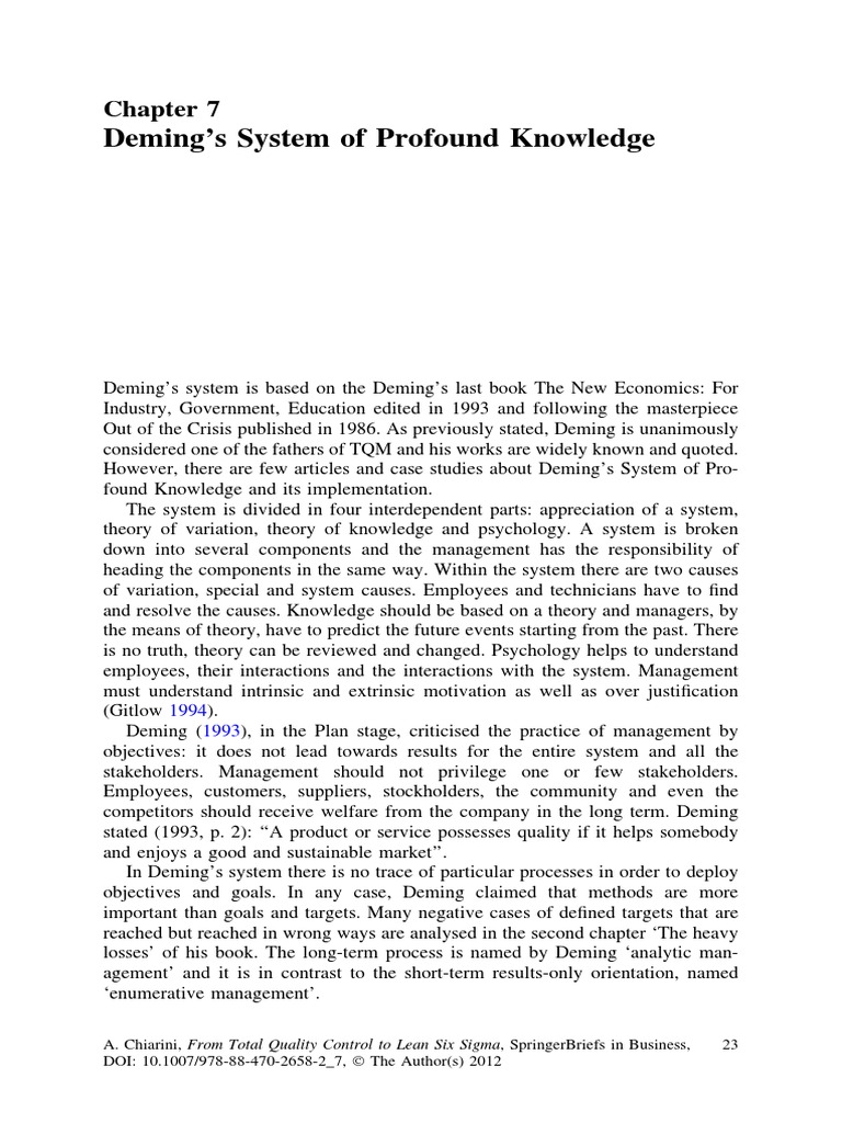 Deming's System of Profound Knowledge | PDF | Goal | Motivation