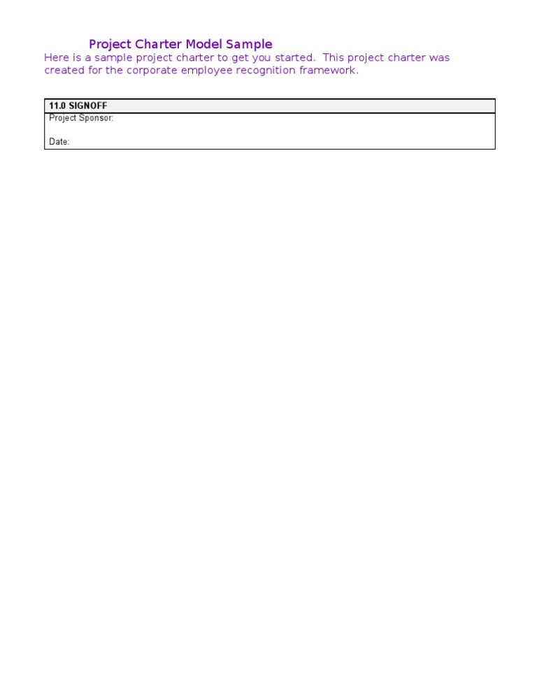 Project Charter Sample | PDF