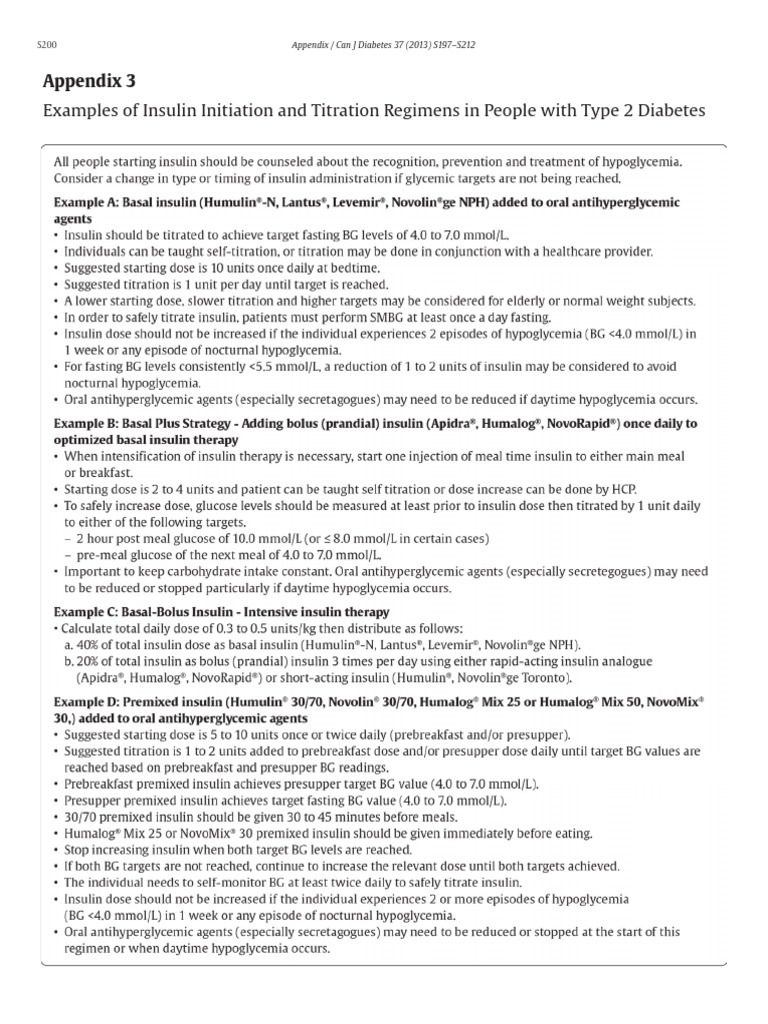 Examples of Insulin Initiation and Titration Regimens in People With ...