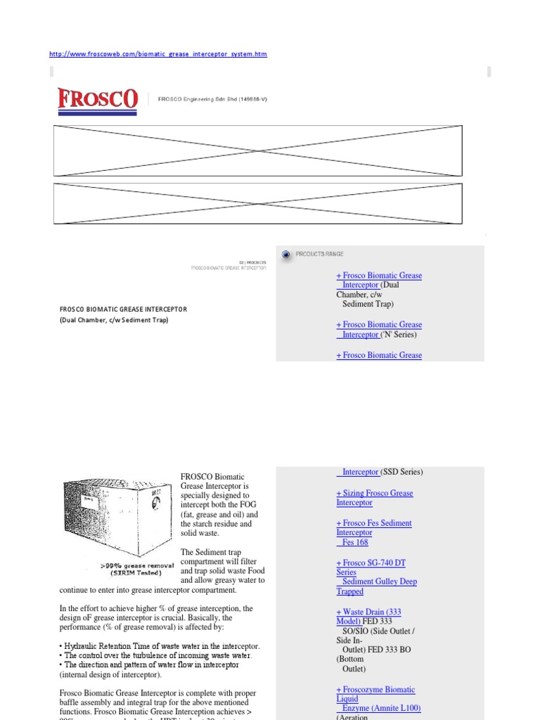 Frosco Grease Interceptor | PDF | Pump | Vacuum Tube