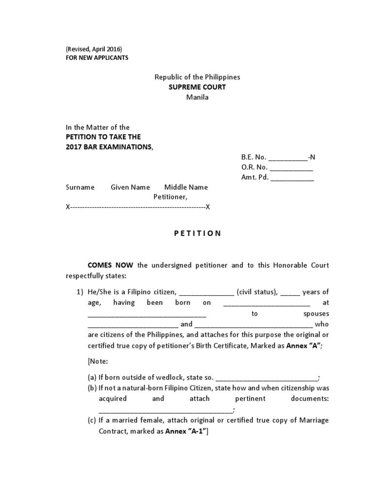 Sample Petition New Applicant | PDF | Law School | Citizenship