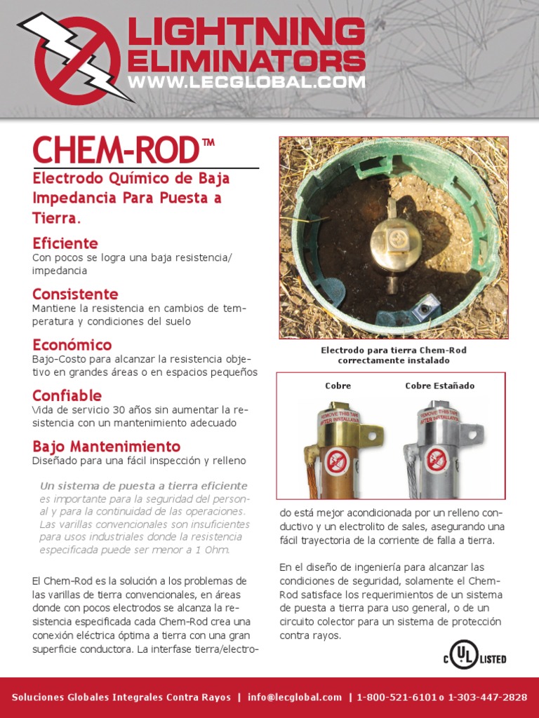 Chem Rod Overview Spanish | PDF | Tierra | Resistencia Eléctrica y ...