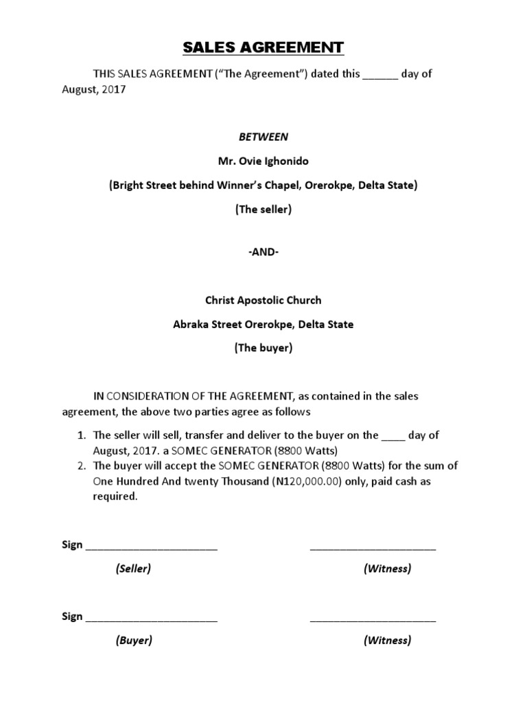 Sales Agreement | PDF