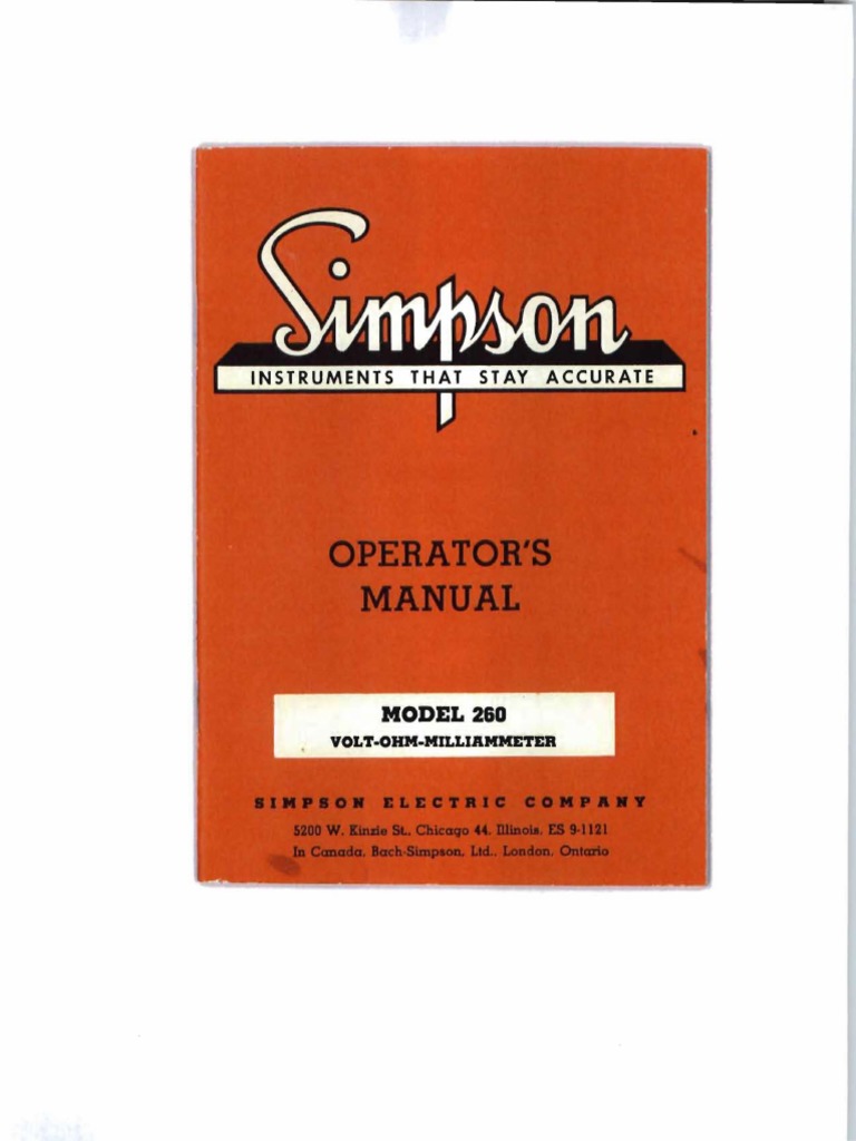 Simpson Model 260 Volt-Ohm-Milliammeter | PDF | Series And Parallel ...