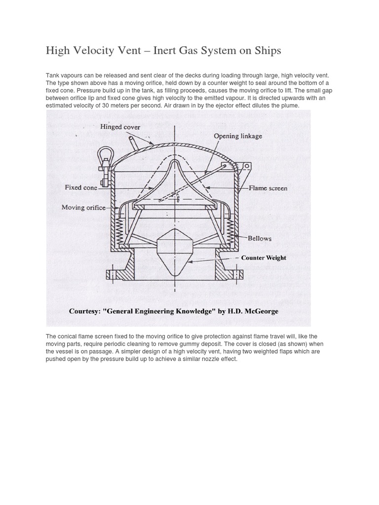 High Velocity Vent - Inert Gas System On Ships | PDF