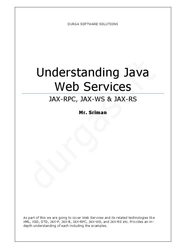 Sriman Understanding Java Webservices Pdf Pdf Common Object Request Broker Architecture Soap