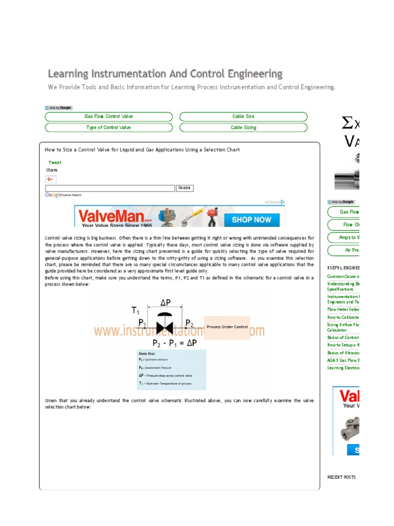 How To Size A Control Valve For Liquid and Gas Applications Usi PDF ...